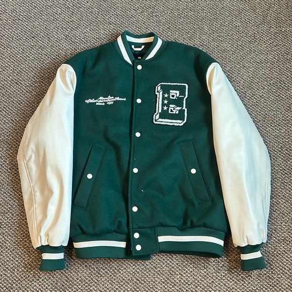 H&M | Jackets & Coats | Hm Green Varsity Jacket | Poshmark